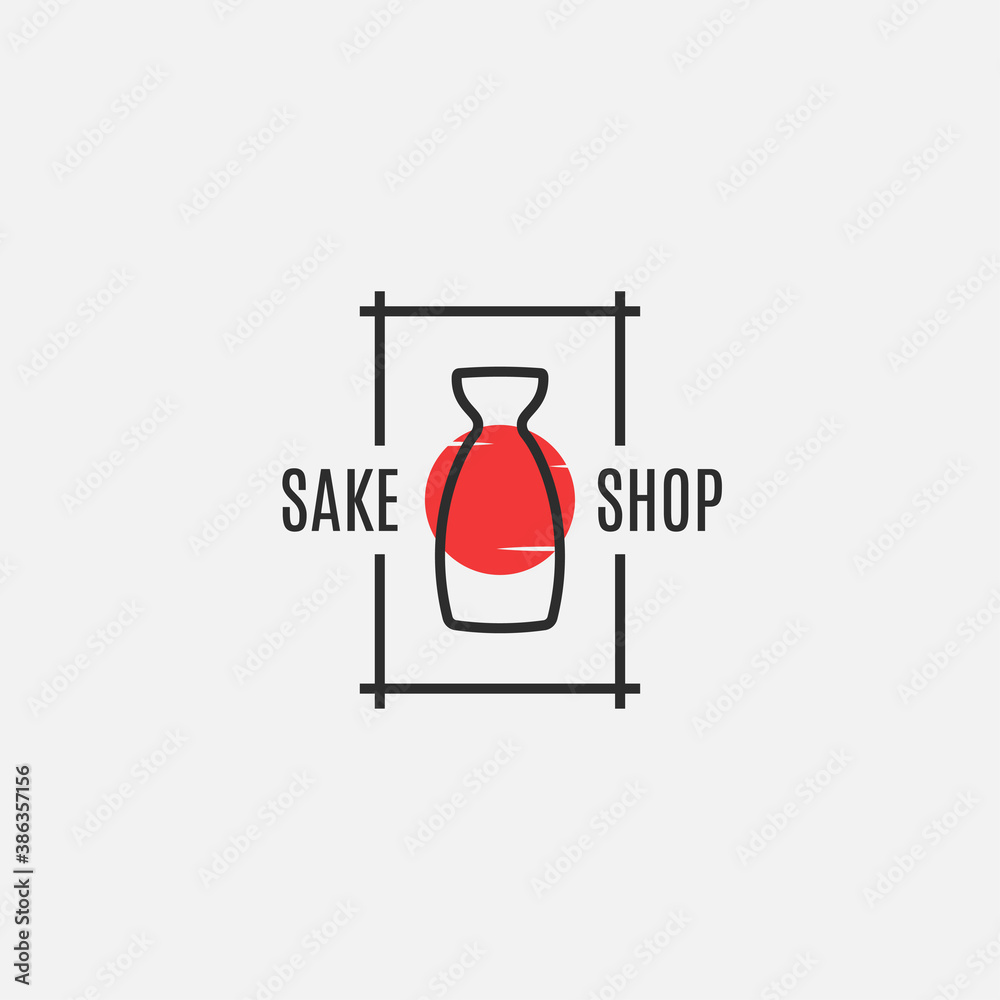 Sake logo with sake bottle on white background Stock Vector | Adobe Stock
