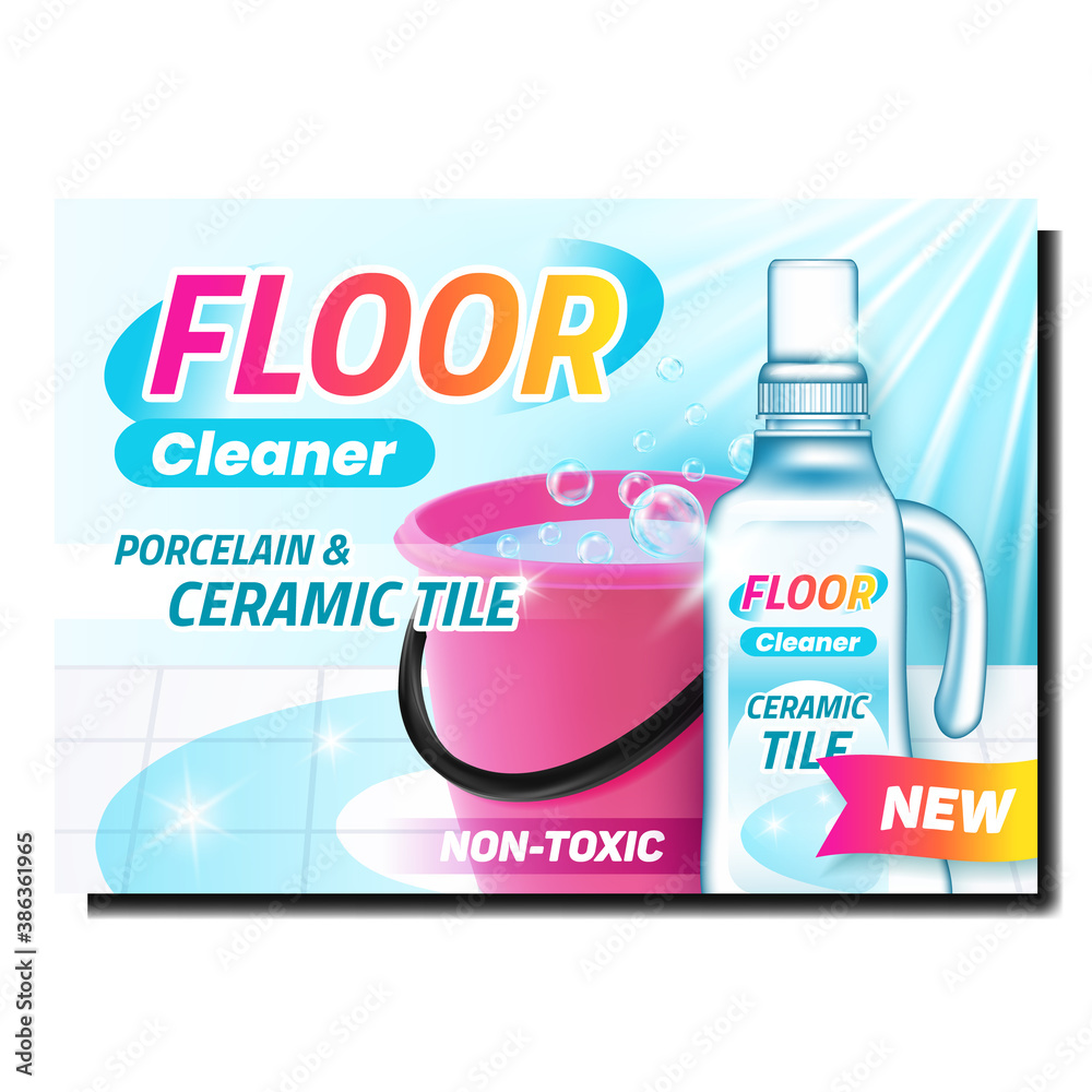 Floor Cleaner Creative Promotional Poster Vector. Porcelain And Ceramic ...