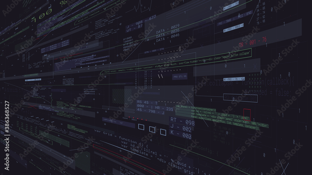 Digital Binary Programming Code Coding Technology Networks And Data Flood Background Of