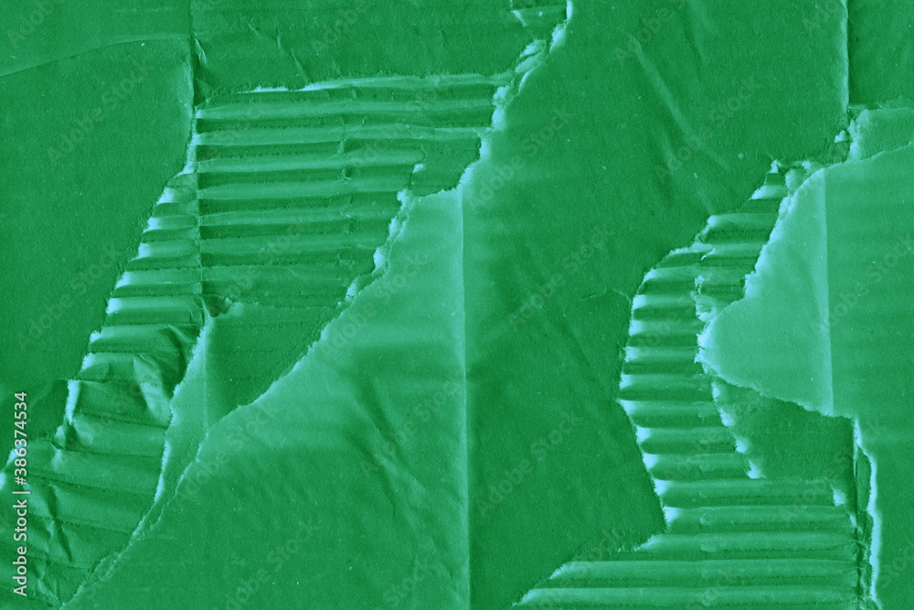 A green vintage rough sheet of carton. Recycled environmentally ...