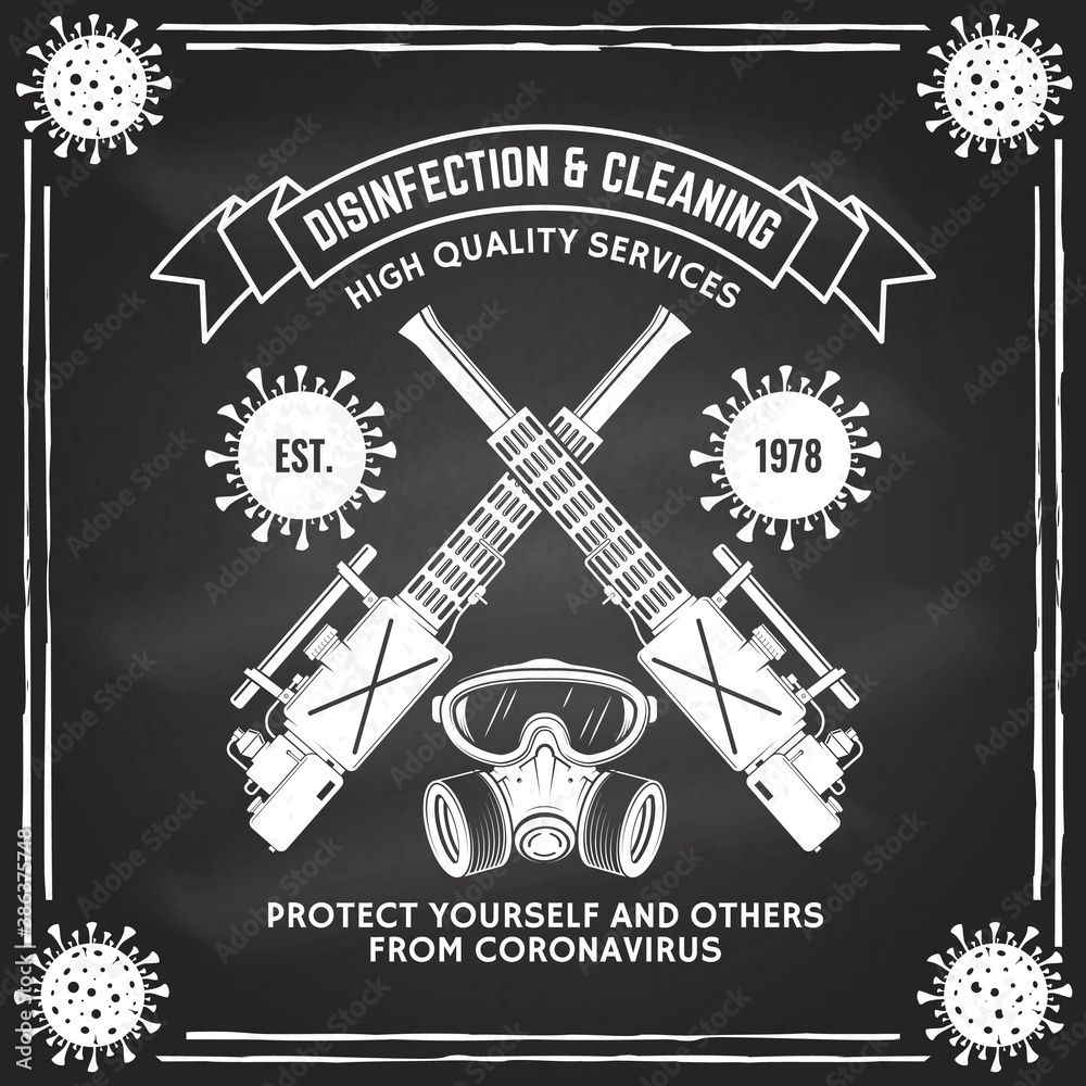 Disinfection and cleaning services badge, logo, emblem. Vector For ...