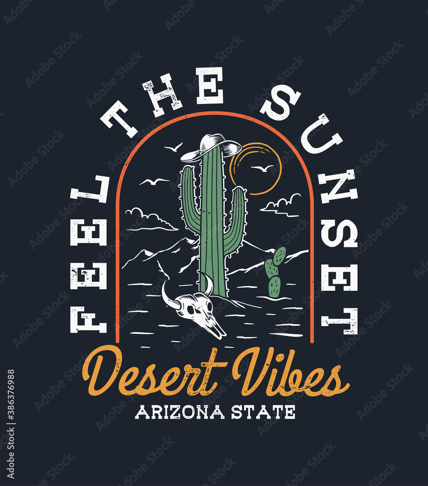 Desert theme vector artwork for t-shirts prints, posters, and other ...