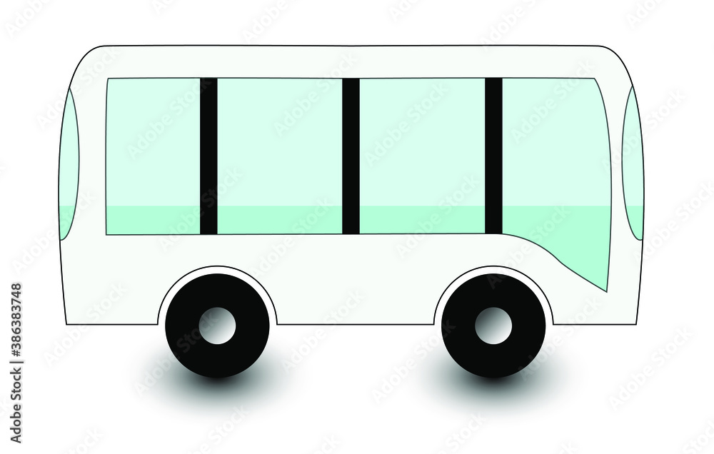 White cartoon bus with shadow under the wheels Stock Vector | Adobe Stock
