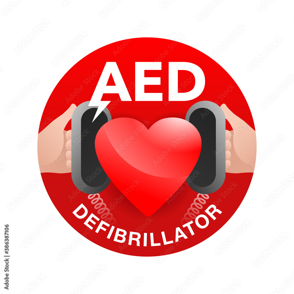 AED circular icon - Automated external defibrillator - isolated vector ...