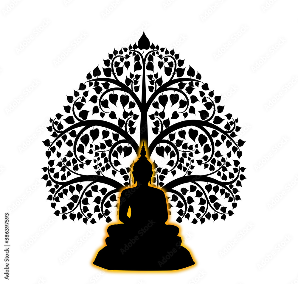 Buddha and bodhi tree Stock Illustration | Adobe Stock