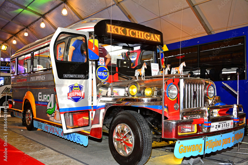 Philippine jeepney at Manila International Auto Show in Pasay ...