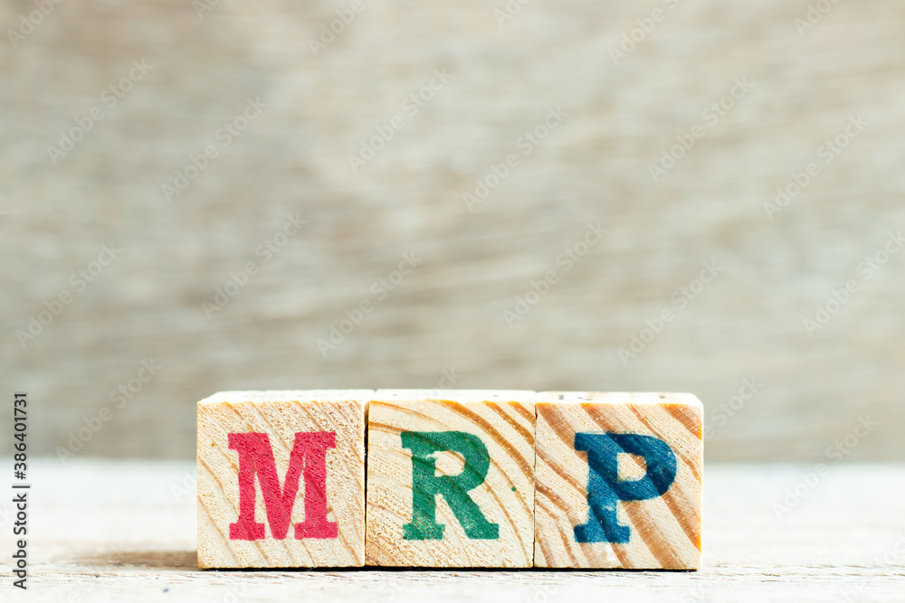 Alphabet letter block in word MRP (Abbreviation of Material ...