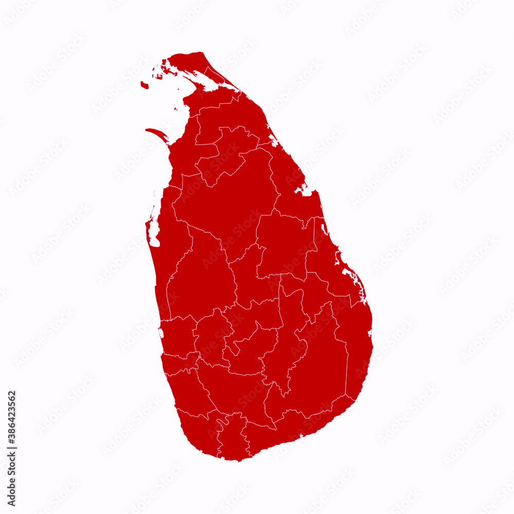 High Detailed Red Map of Sri Lanka on White isolated background, Vector ...
