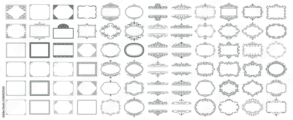 Vintage ornament frameset in various shapes Stock Illustration | Adobe ...
