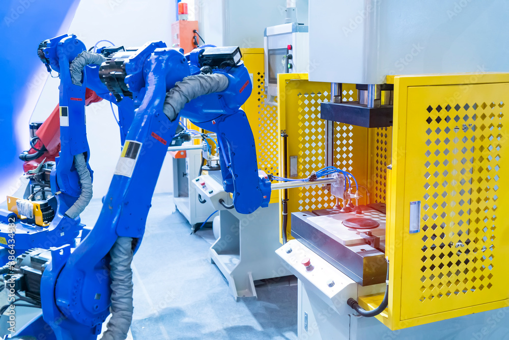 robot gripping and smart robot working on smart factory,industry 4.0 ...