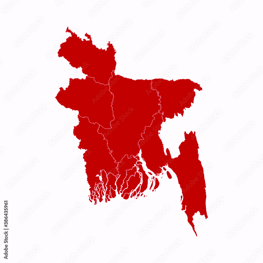 High Detailed Red Map of Bangladesh on White isolated background ...