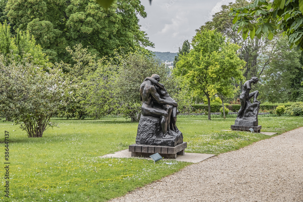 Park in Rodin museum in Meudon. Park decorated with original monumental ...