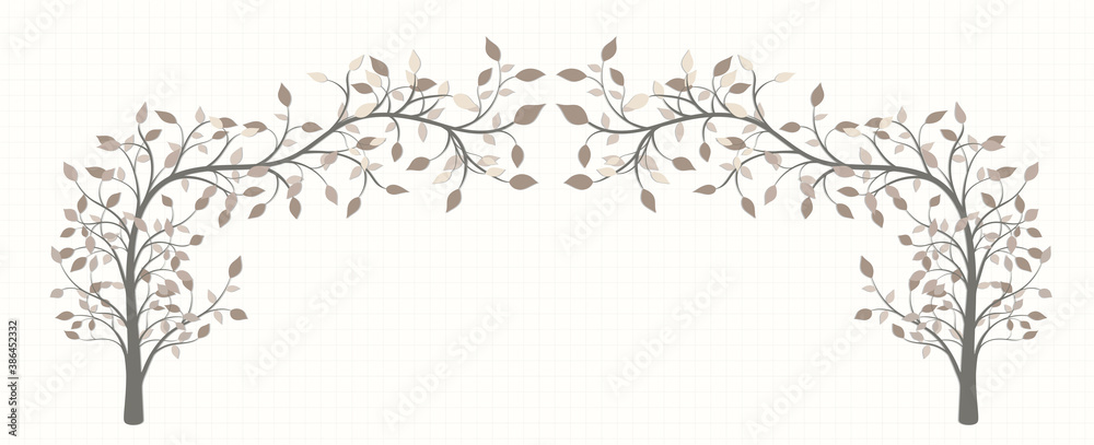 Arch of curved trees in vintage style Stock Vector | Adobe Stock