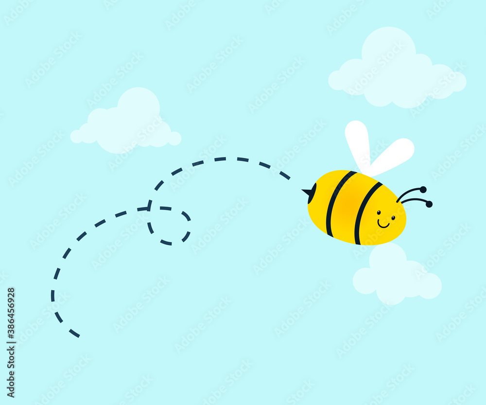 Bee with trail illustration. Clipart image. Stock Vector | Adobe Stock