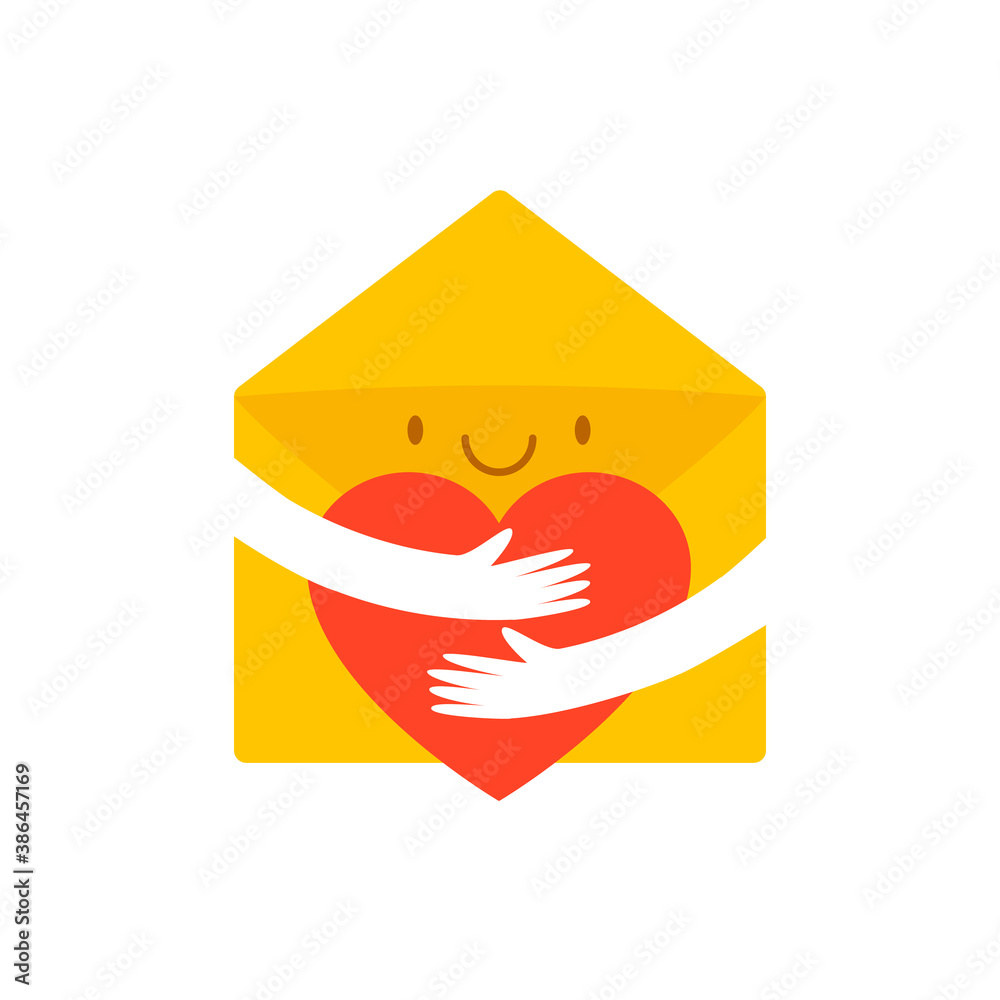 Envelope hugs heart icon. Clipart image isolated on white background ...