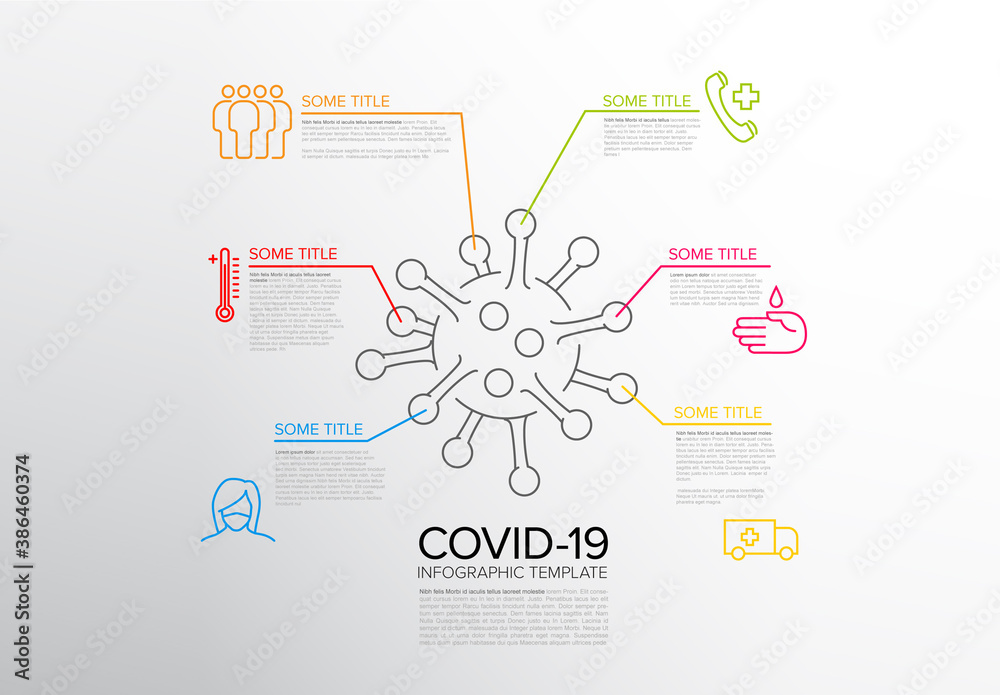 thin Line Coronavirus Infographic Layout Stock Template | Adobe Stock