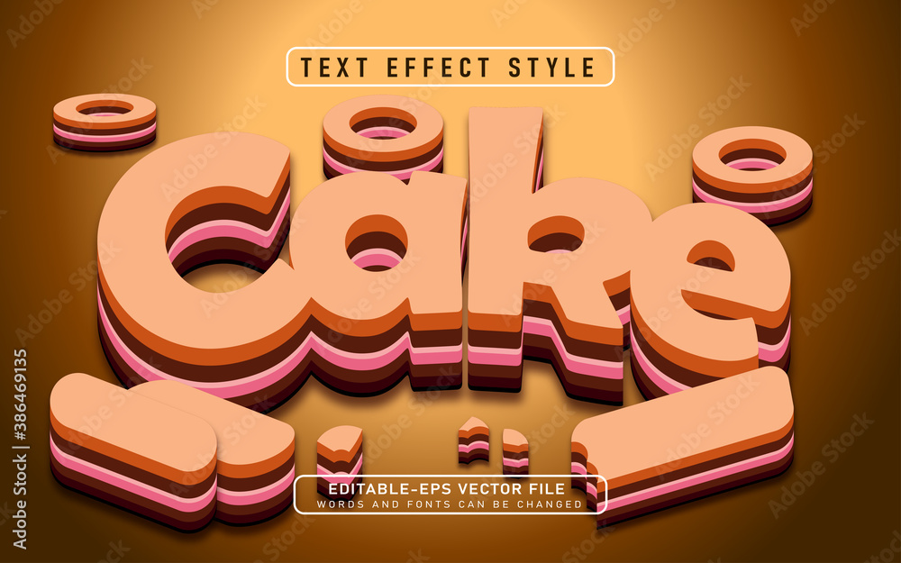 Cake text effect style. cookie food delicious font. 3d alphabet tasty ...