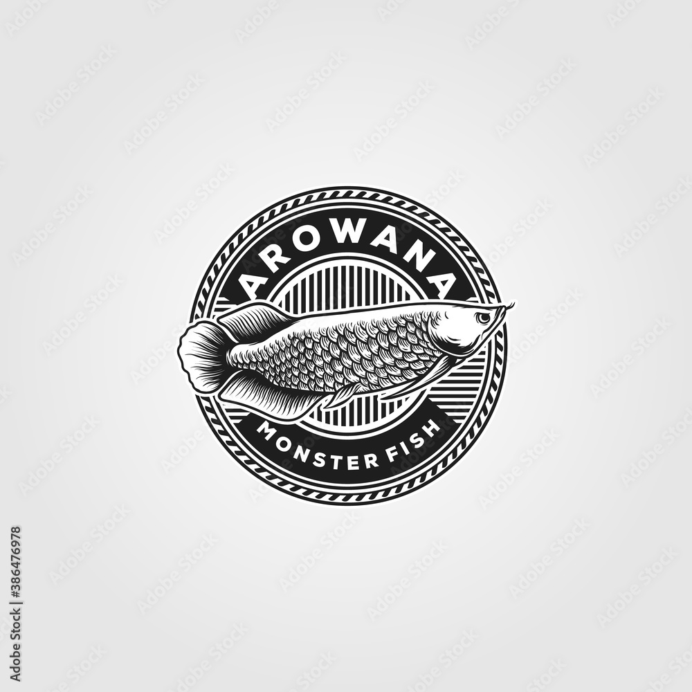 arowana fish logo vintage vector illustration design Stock Vector ...