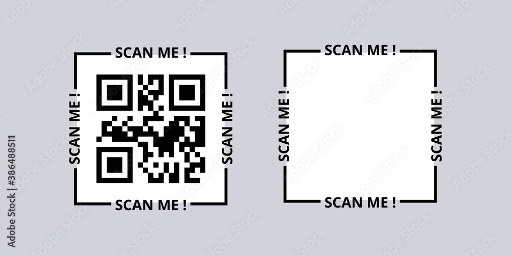 Scan me qr template. Digital capturing code with technology of ...