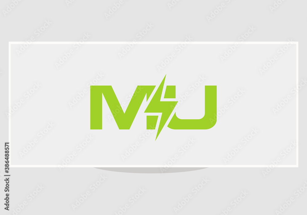 Monogram MU letter and bolt vector icons. Electric power with MU letter ...