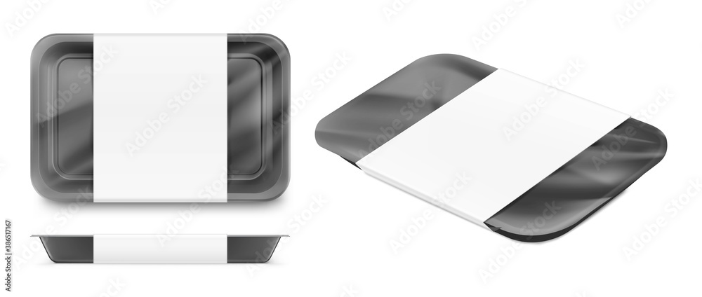 Set of horizontal tray container mockup. Vector illustration isolated ...