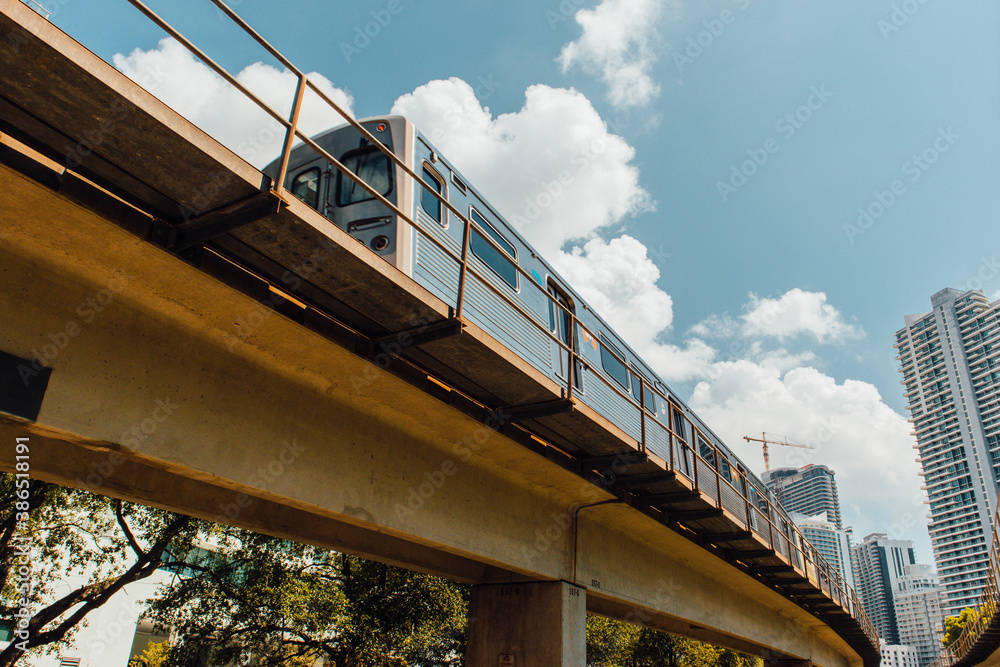 View of Miami Subway from beneath an underpass Stock Photo | Adobe Stock