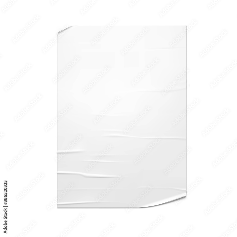 Glued realistic poster with curled corners mockup. Vector illustration ...