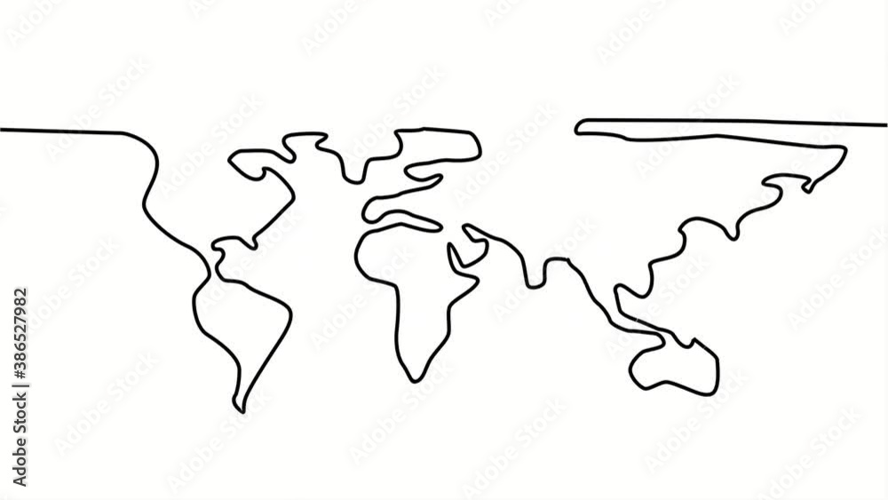 2d Animation motion graphics continuous line drawing of a flat world ...