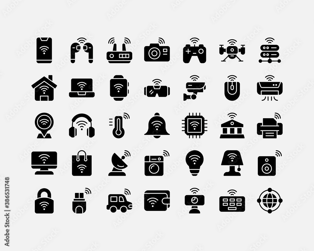 Set of internet of things vector icons. Contains such Icons as smart ...
