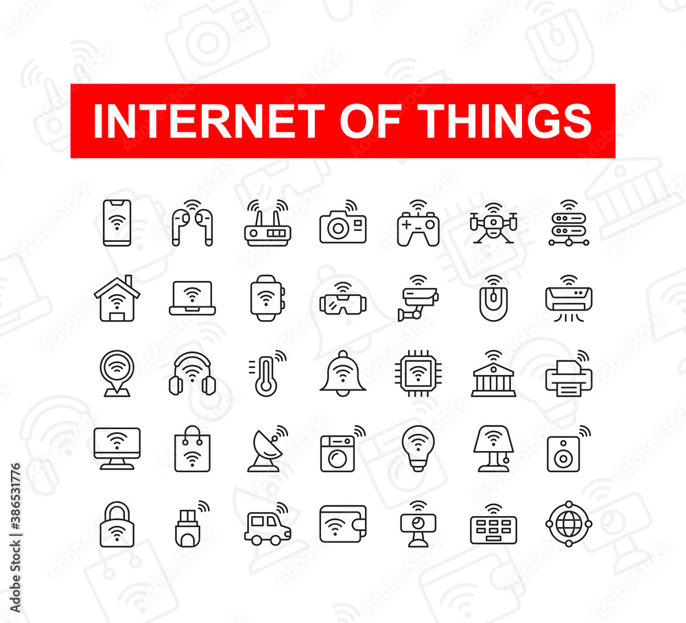 Set of internet of things vector icons. Contains such Icons as smart ...