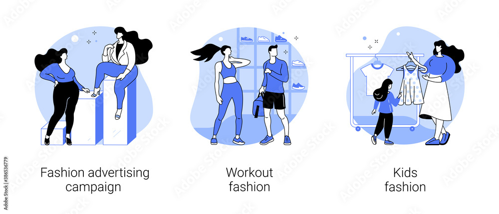 Fashion advertising campaign abstract concept vector illustration set ...