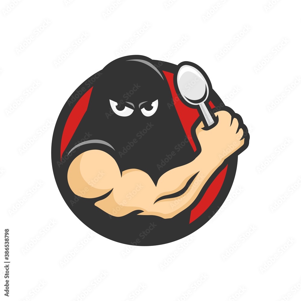 executioner with spoon on his hands. logo mascot character. vector ...
