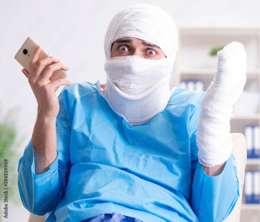 Man suffering from multiple broken bones and fractures Stock Photo ...