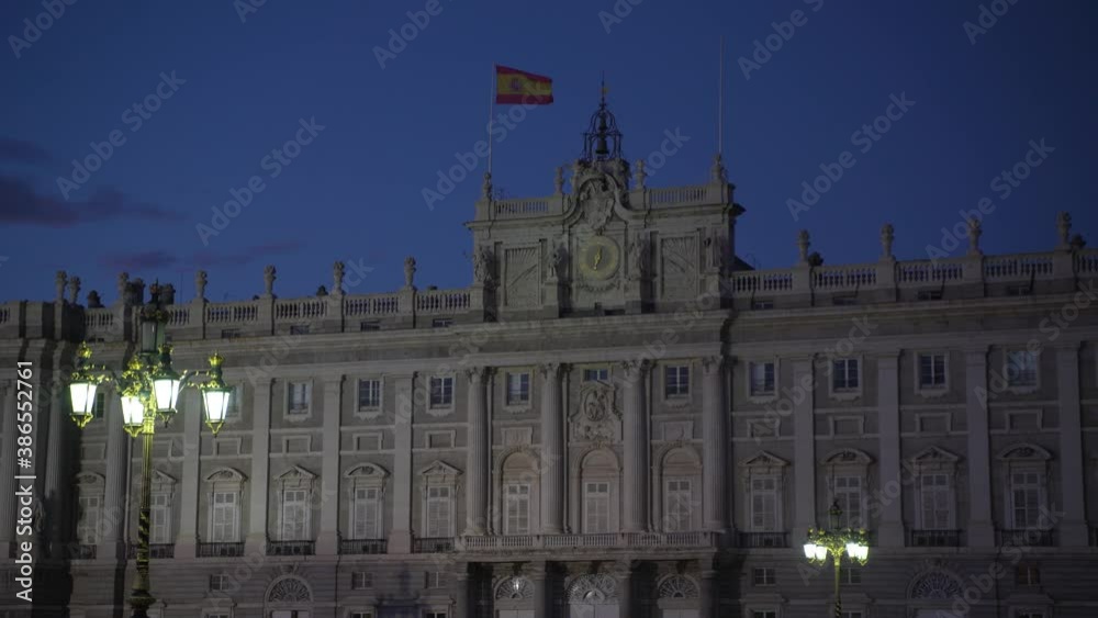Palacio Real - Spanish Royal palace in Madrid at night with the ...