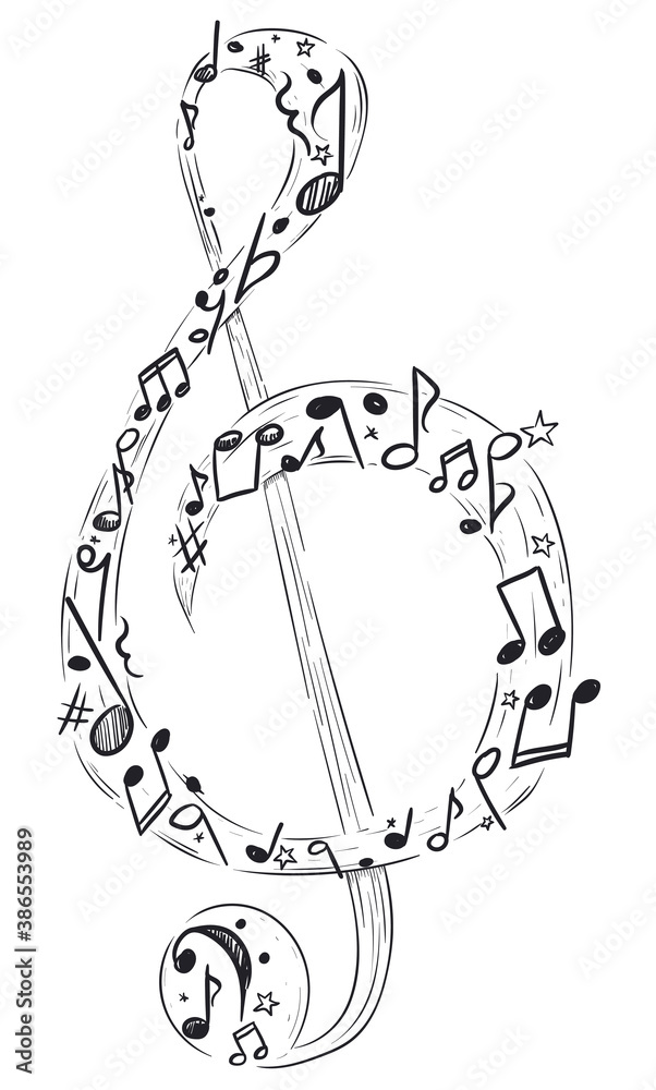 G-clef Symbol Made with other Musical Notes, Vector Illustration Stock ...