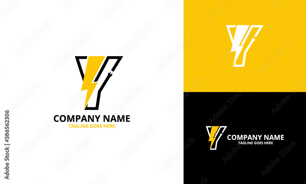 Flash initial letter Y Logo Icon Template. Illustration vector graphic ...