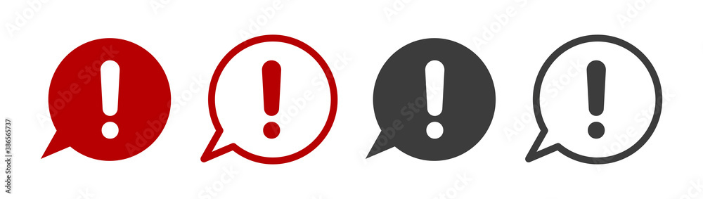 Set of exclamation mark icons. Warning signs. Vector illustration ...