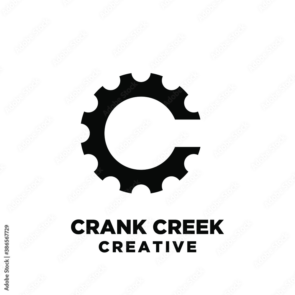 crank creek cycle creative sport bike with initial letter c vector logo ...