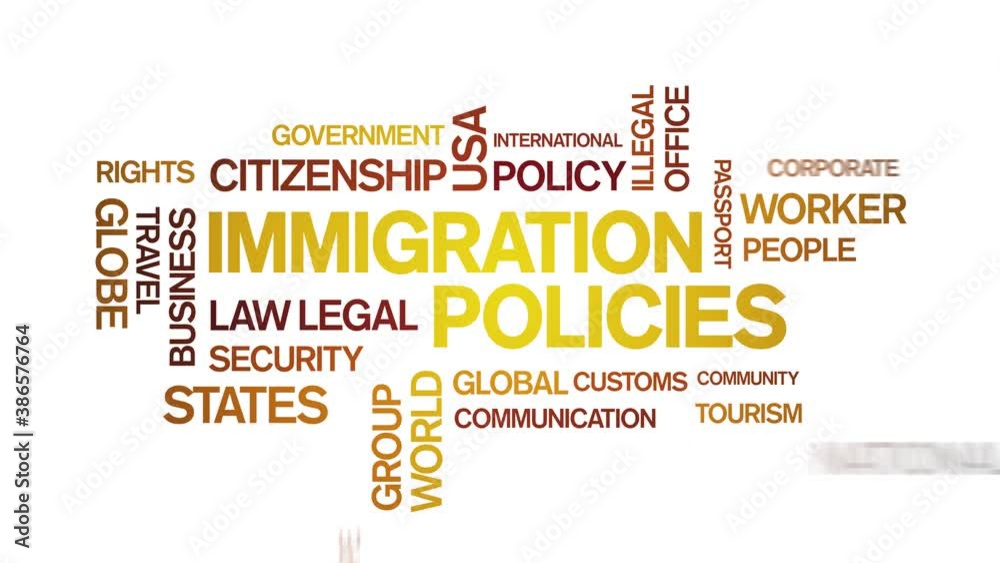 4k Immigration Policies Animated Tag Word Cloud;Text Design Animation ...