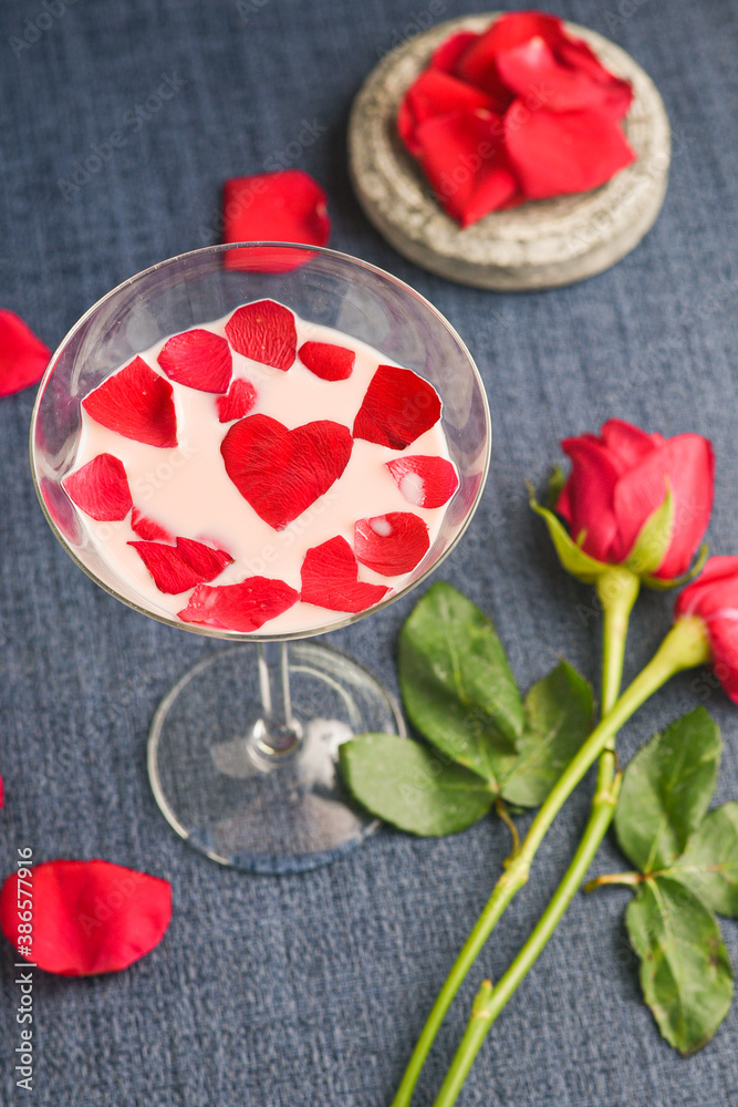 Rose milk , Rose shake , Gulab Shake with rose petals Indian valentines ...