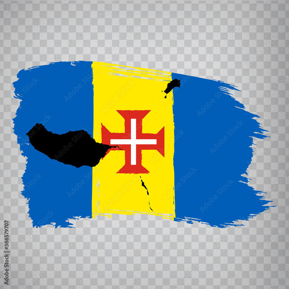 Flag of Madeira from brush strokes. Blank map of Madeira. Portugal ...
