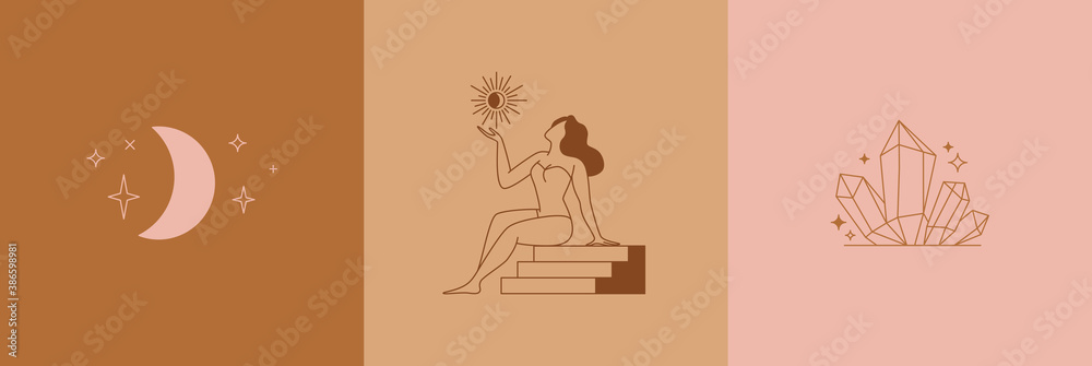 Beautiful female figure. Vector logo design template and illustration ...