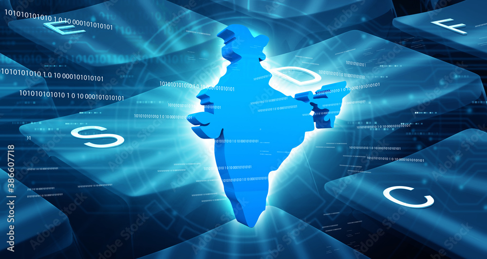 India map technology background. 3d illustration Stock Illustration ...