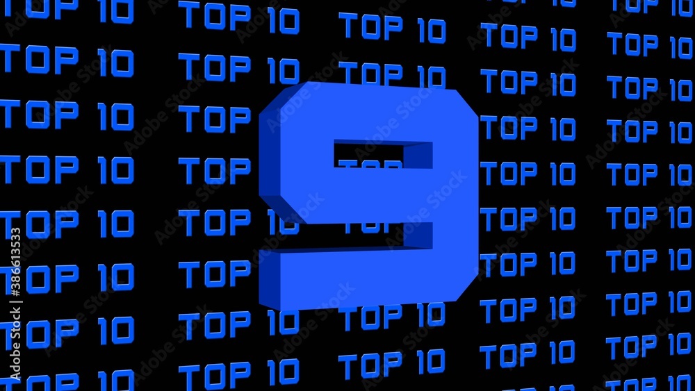 ภาพประกอบสต็อก Abstract graphic 3D illustration - digits of the top 10 ...