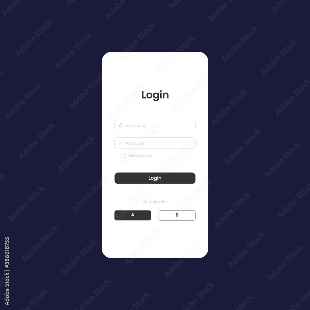 MockUp Screen With Login Form. Welcome Page For Your Mobile App ...