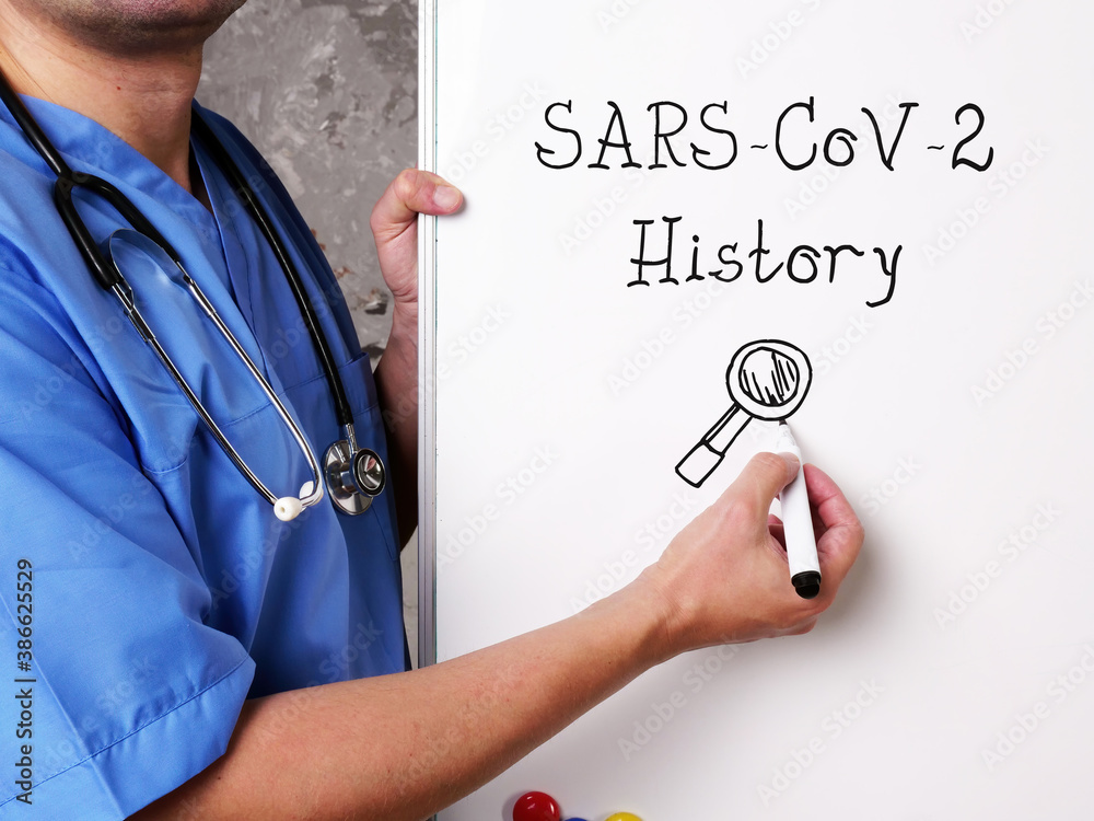 Medical concept about SARS-CoV-2 History with phrase on the sheet ...