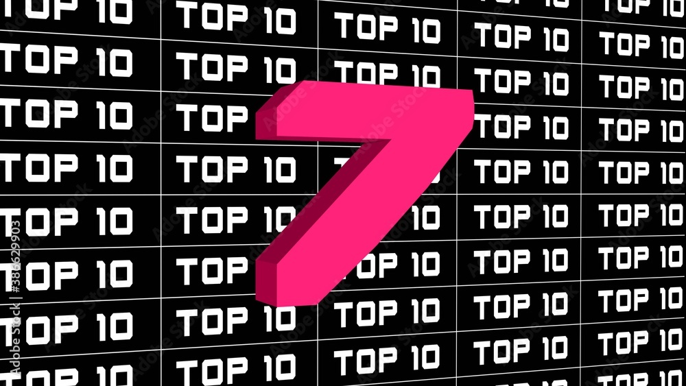 Abstract graphic 3D illustration - digits of the top 10 in changing ...