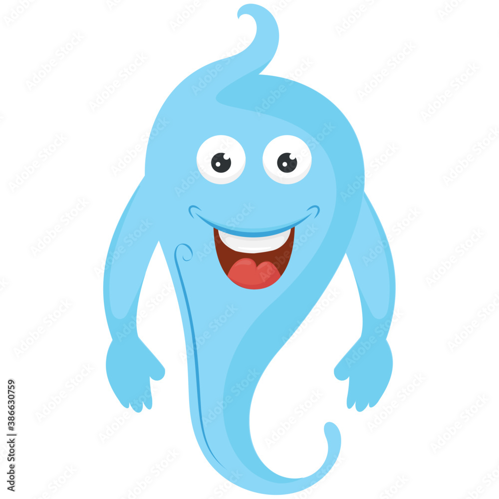 Happy and cute cartoon genie from aladdin cartoons, icon for djinn ...