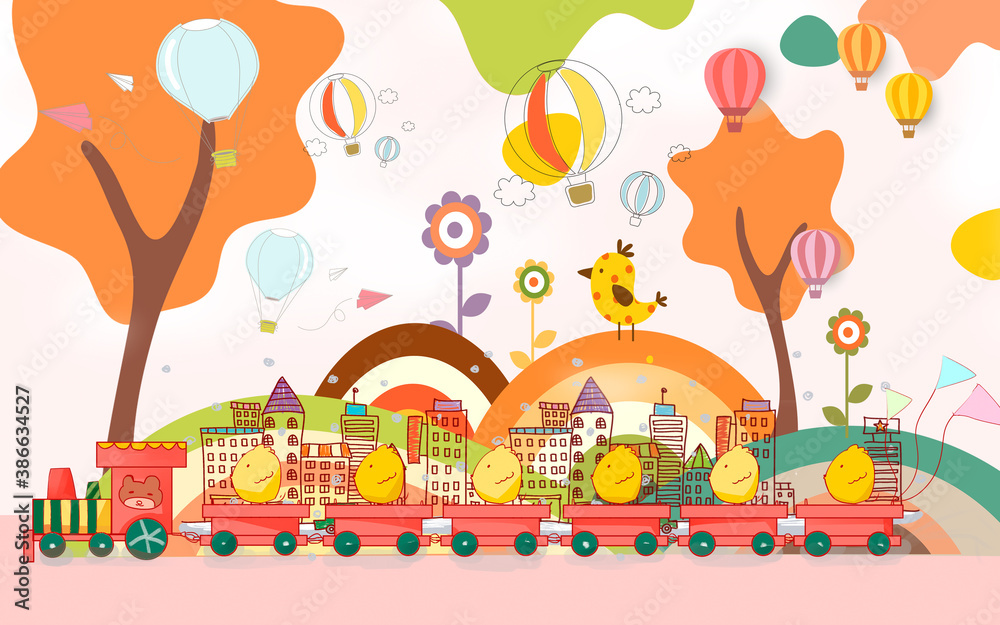 kids wallpaper decoration for wall Stock Illustration | Adobe Stock