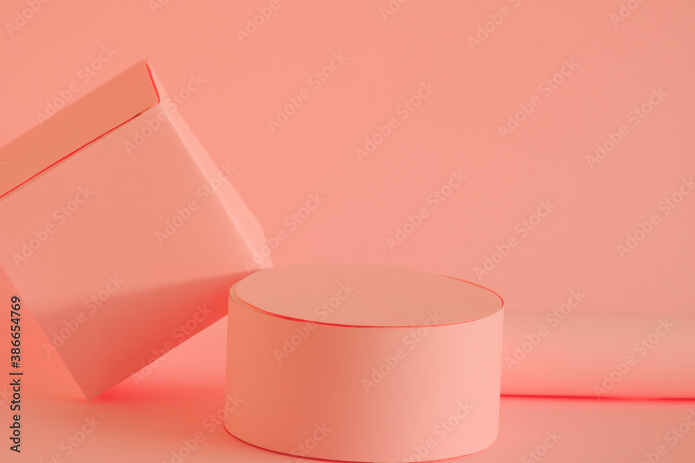 pastel pink mock up empty podium for product placement Stock Photo ...